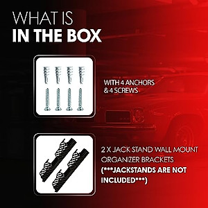 Jack Stand Wall Mount Organizer Brackets Fits 2 & 3 Ton Jack Stands (Pair) (Fits 2 & 3 Ton)