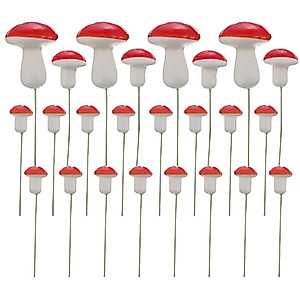 DOITOOL 50pcs Mini Foam Mushroom for Garden Ornament Flower Pots Bonsai Micro Landscape Decor (Red)