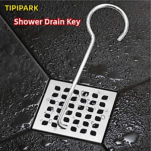 4 PCS Drain Key Lifting Hook for Drain Grate with 4 PCS Adhesive Hooks Drain Removal Tool Linear Shower Drain Grate Removal