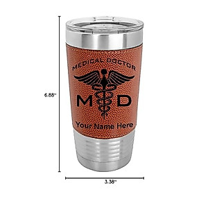 LaserGram 20oz Vacuum Insulated Tumbler Mug, MD Medical Doctor, Personalized Engraving Included (Faux Leather, Basketball Style)