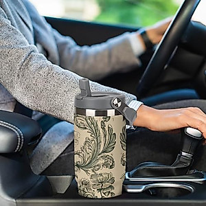 YTLKGFP 30 Oz Large Capacity Car Cup Light Green And Beige Tumbler with Handle Straw Lid Insulated Stainless Steel Water Bottle Travel Mug Leak-proof Car Cup Keeps Cold Or Hot