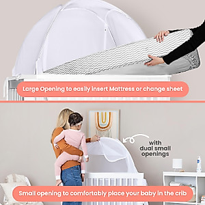 Crib Tent by Pro Baby Safety - Crib Topper Net with Viewing Window – See Through Soft Silky Mesh - Zippered Safety Top for Mosquito Bites and Falling Protection for Infant