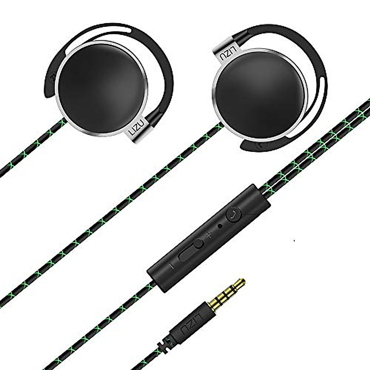 leqingchun Clip Type Earphones，Portable Stereophone Headphones,with Microphone and Call Controller Stereo Earphones,Suitable for Compatible with 3.5mm iPhone, Android Mobile Phone Blue