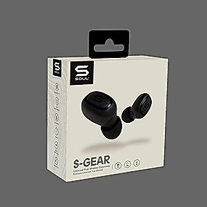 Soul S-Gear Wireless Earbuds - in Ear Headphones, Bluetooth, Water-Resistant, Music and Calls (Black)