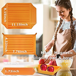 Eofeir silicone food storage containers:magnetic suction Food Storage Bowls Set Silicone Lunch Containers Storage Bowls Reusable for Camping,Hiking,Kitchen, Microwave white yellow