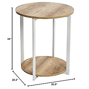 Household Essentials Coastal Oak Round End Table 2 Tier