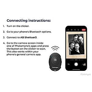 Photomyne Wireless Camera Shutter Clicker | Camera Shutter Remote Control for iPhone & Android Smartphones | Wireless Remote Control Selfie Button - Includes Wrist Strap (1 Pack)