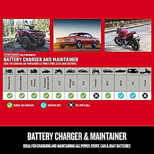 CRAFTSMAN Battery Charger and Maintainer, CMXCESM260, 3-in-1, Fully Automatic, 3 Amps, 12 Volt, for Motorcycle, Car, SUV, Truck and Marine Batteries
