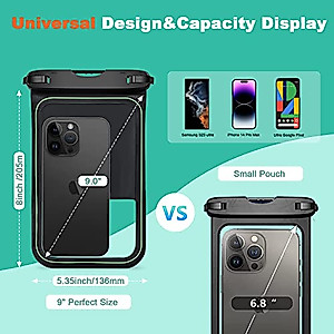SUPFINE 2 Pack Waterproof Phone Pouch Floating, Large Waterproof Cell Phone Case, IPX8 Waterproof Dry Bag with Lanyard for iPhone 14 Pro Max/ 13/12/ 11/ Galaxy S23 Ultra S22 Vacation Swimming- Black