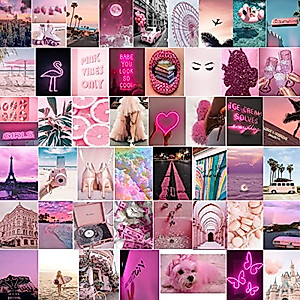 Michgar Room Decor for Teen Girls Aesthetic Pink Wall Collage Kit，50PCS 4X6 Room asthetic wall images,Dorm Photo Display aesthetic pictures，Posters for Bedroom，Teen Girl Room Decor 。…