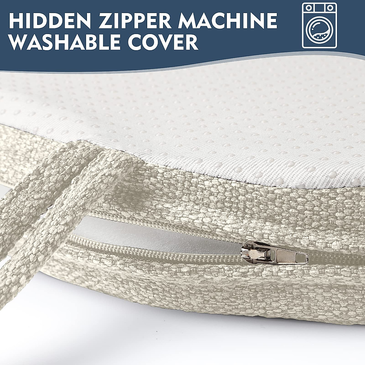 OYDAS Chair Cushions for Dining Chairs Memory Foam Non Slip Chair Pads Seat Cushions for Kitchen Chairs with Ties, Machine Washable Cover 1 Pack Beige