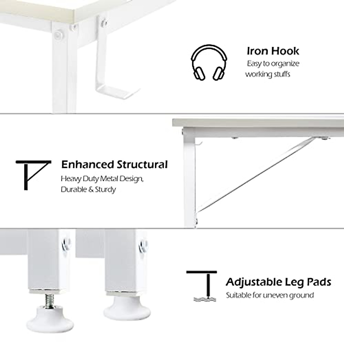 Lufeiya White Computer Desk for Bedroom - 40 inch Simple Modern Study Table Kid Girls Student Home Office Writing Desk, White