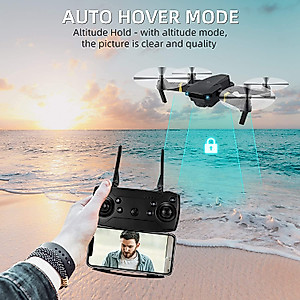 Falcon X 4K Drone with Camera for Adults Upgraded Edition Wide-Angle HD WiFi FPV Live Video - QuadAir Skyline X Foldable, Beginners, Gesture Photo, Altitude Hold, Includes Case and 2 Batteries