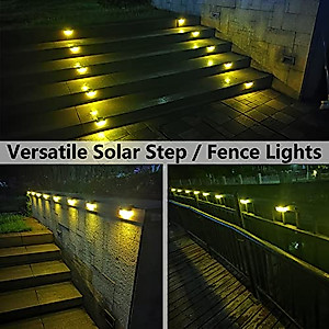 GOODFOEVER Solar Deck Lights 16 Pack Fence Post Lights Waterproof LED Solar Lights for Stairs, Fence, Deck, Garden, Patio Yard, Porch and Step