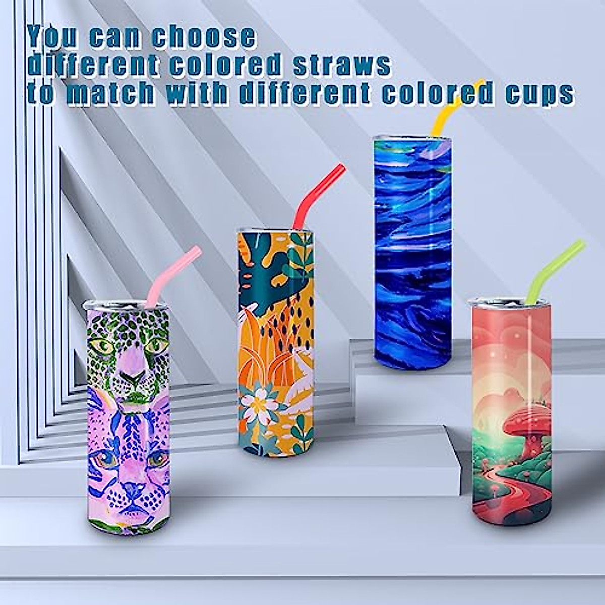 Taitaibao 24 Pack Sublimation Tumblers Blank 20 oz Skinny straight Bulk for Heat Transfer,Stainless Steel Double Wall Insulated Sublimation Tumbler with Lids,and Straw,Individually Boxed