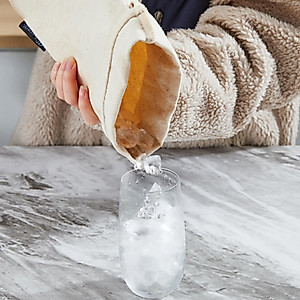 KITESSENSU Lewis Ice Bag and Mallet for Crushed Ice, Canvas Bag & Wooden Mallet Bar Tools Bartender Kit, Ice Crushers for Home Use