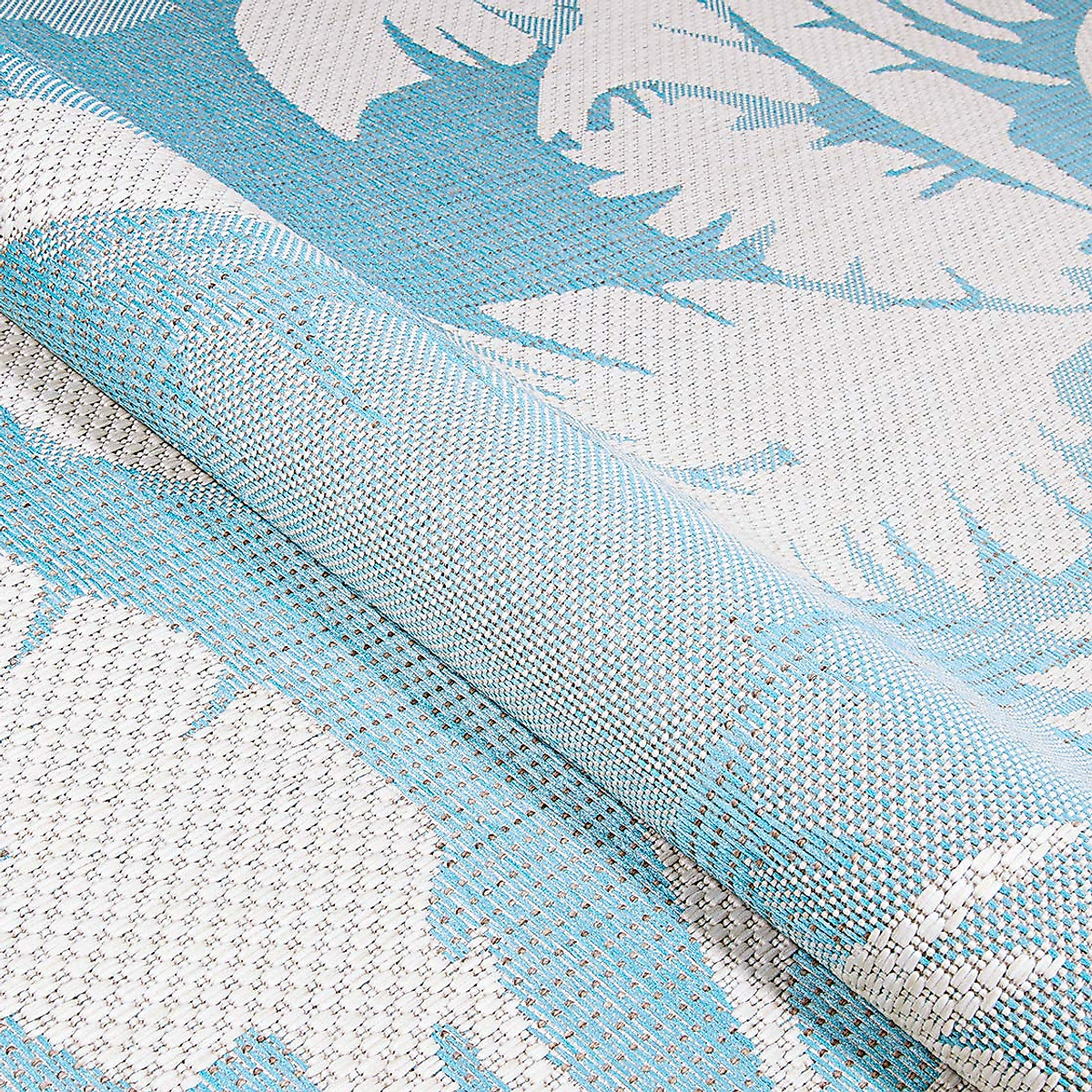 Couristan Monaco Coastal Floral Rug, 5'3" x 7'6", Ivory/Turquoise