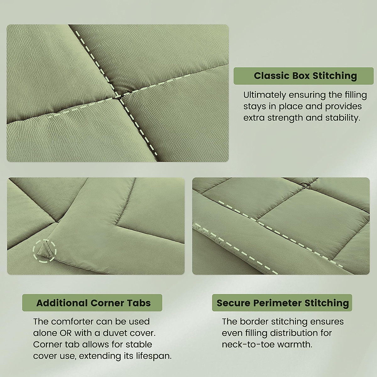 QUIETSEA King Size Bed in a Bag 7 Pieces Comforter Set King, Wood Grain Texture Bedding Comforter Set Green Bed Set with Comforter, Pillowcases, Flat Sheet, Fitted Sheet and Pillow Shams