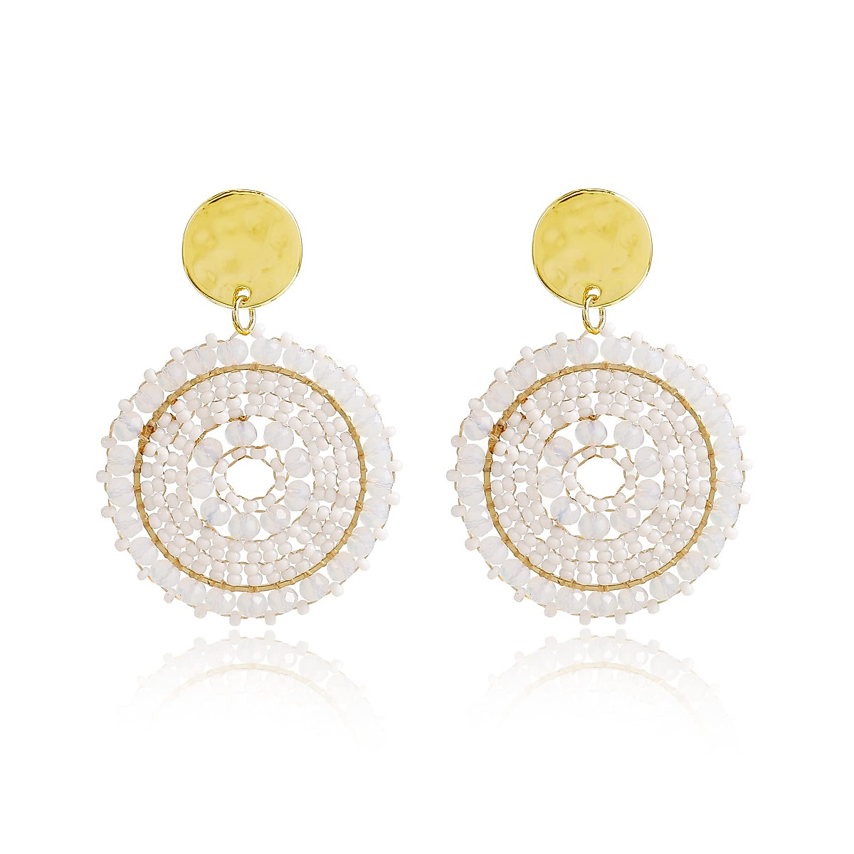 A Golden Cloud White Beaded Earrings For Women Summer Beach Boho Bead Dangle Drop Statement Earrings Fashion Jewelry