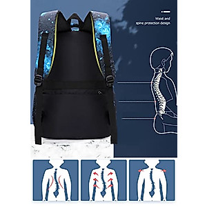 3Pcs Starry Sky Prints Boys Backpack Primary and Middle School Students Schoolbag Set Youth Travel Bag with Lunch Bag