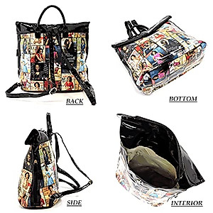 Michelle Obama Magazine Cover Collage Backpack Womens Fashion Purse Handbag (#B-Multi/BK)