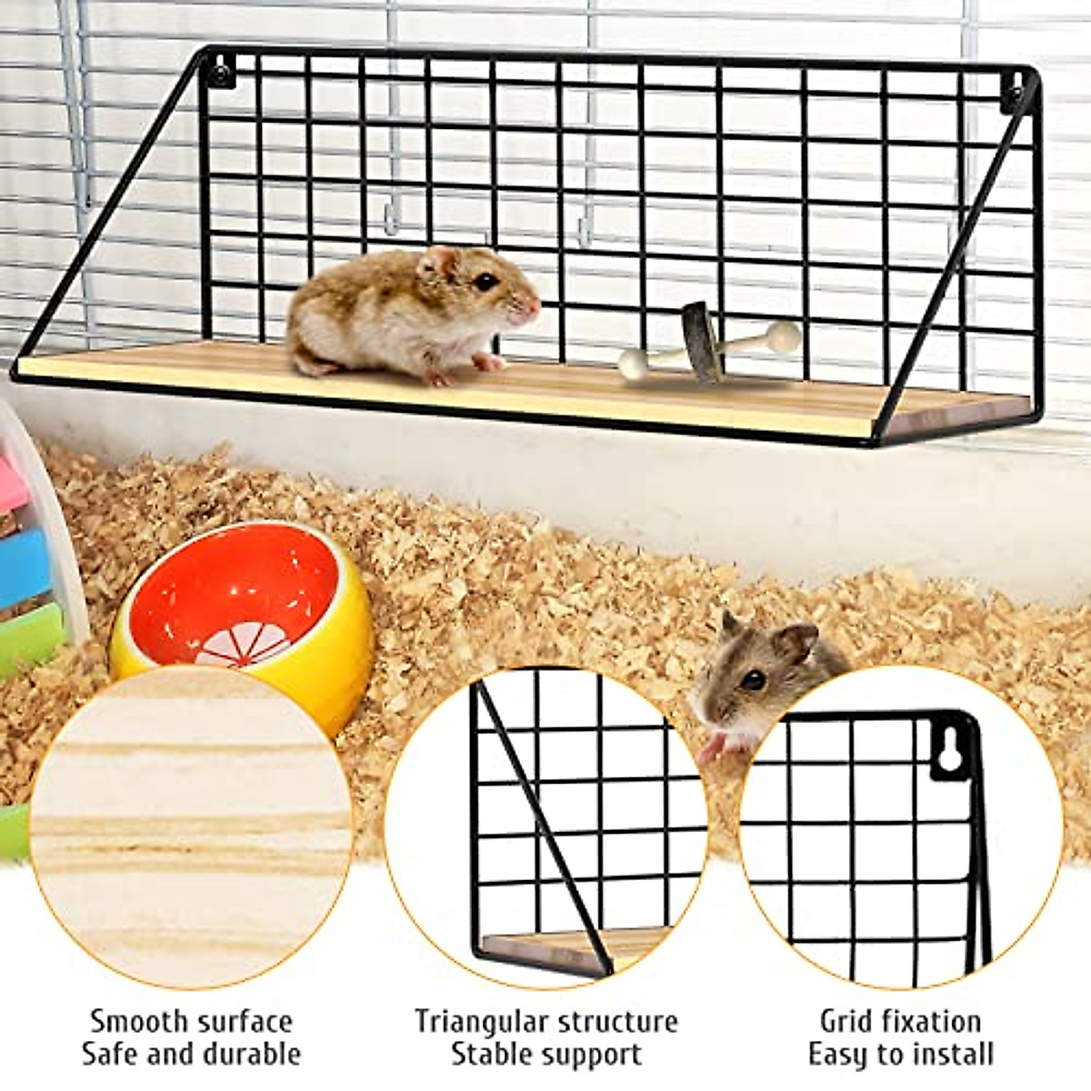 Natural Wood Stand Platform Rectangle Hamster Perch Standing Board Rat Activity Playground Cage Accessories for Rat Mice Gerbil Dwarf Hamster Squirrel Bird