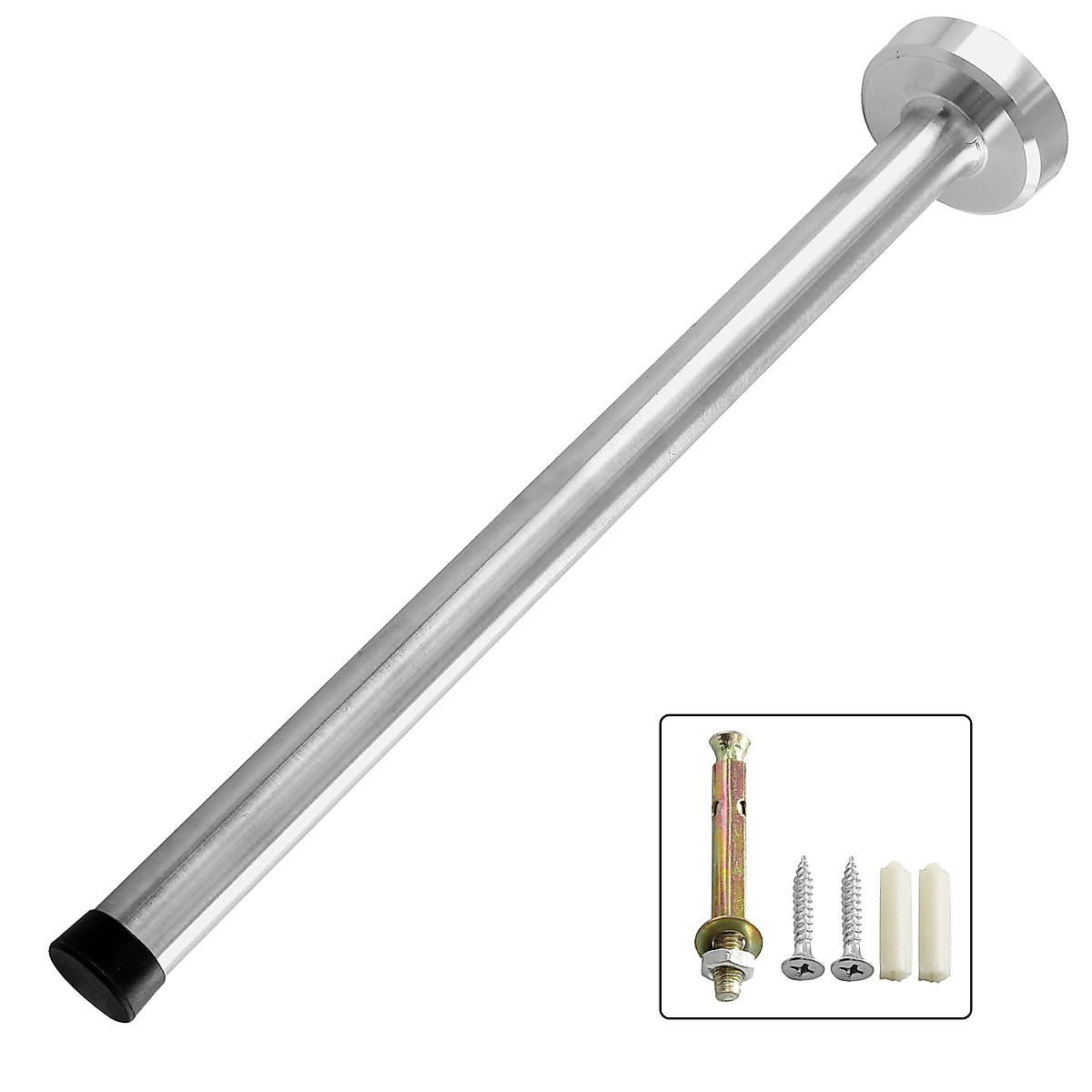 BokWin 10 Inch Wall Mount Door Stopper, Door Stopper with Rubber Tip, Stainless Steel Sound Dampening Door Stop Bumper Wall Protetor, Brushed Finish with Hardware Screws