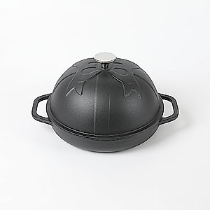 HAWOK Cast Iron Bread Cloche, Dia.9.8inch/25cm, Sourdough Baking Pan Pre-seasoned Black
