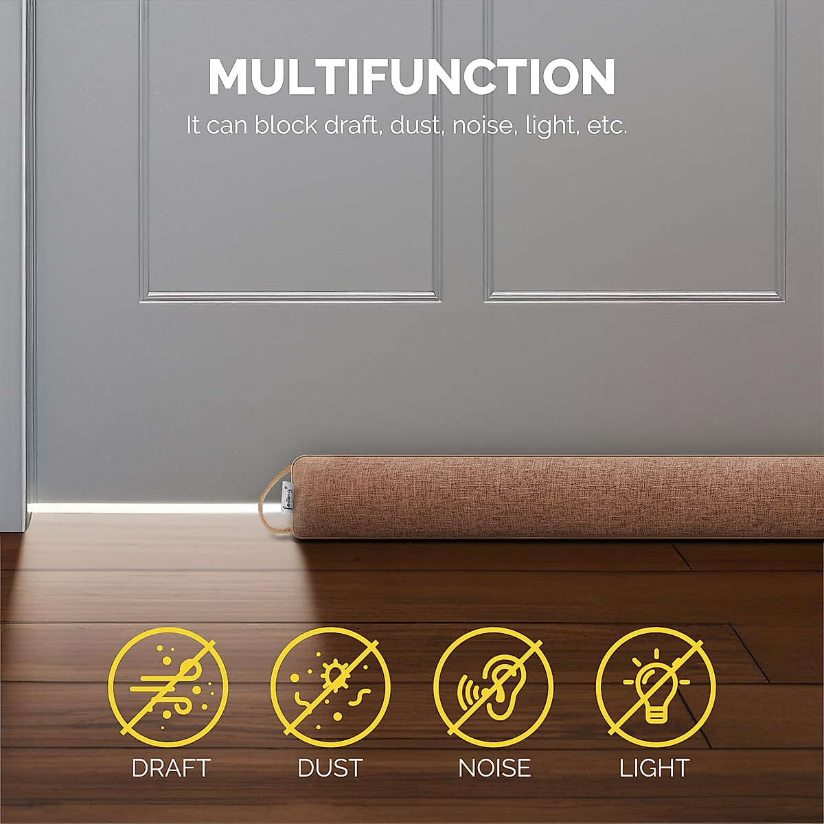 fowong Door Draft Stopper for Bottom of Door 30 Inch Weighted Noise Stopper Soundproof Draft Blocker, Brown