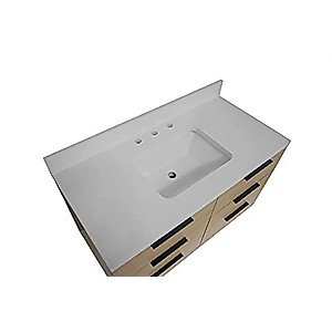 Kitchen Bath Collection Oslo 42-inch Floating Wall-Mounted Bathroom Vanity: Includes Blonde Wood Cabinet with Matte White Countertop and White Ceramic Sink