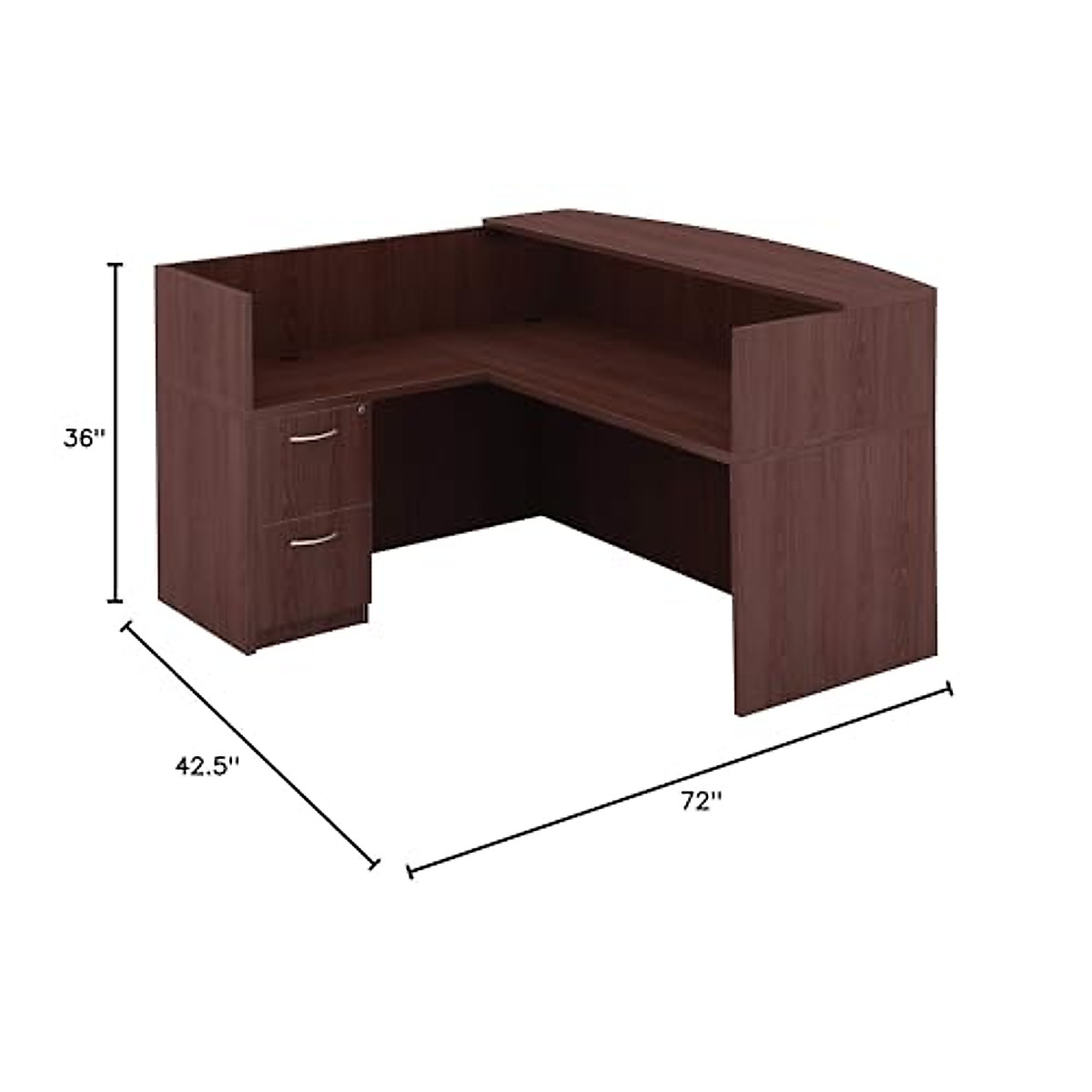 Lorell 59582 Essentials Reception Desk, Mahogany Laminate