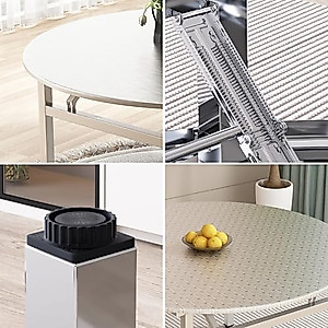Round Work Table Thickened Stainless Steel Folding Metal Table Space Saving Home Commercial Preparation Table Party Table No Assembly Required Multifunctional Work Table(100x72cm)