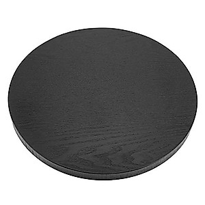 Round Shape Solid Wood Food Meals Serving Tray Tea Coffee Snack Plate Home Kitchen Restaurant Trays 37.5cm(Black)