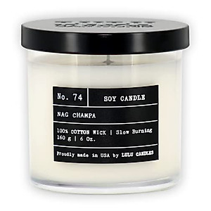 Lulu Candles | Nag Champa - Indian Incense | Luxury Scented Soy Jar Candle | Hand Poured in The USA | Highly Scented & Long Lasting- 6 Oz.