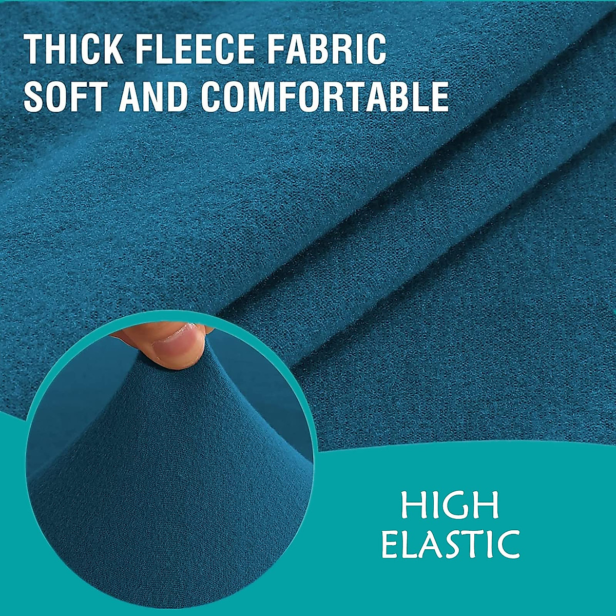 GAMUKAI Fleece T Cushion Loveseat Sofa Slipcover 3 Pieces Sofa Covers for T Cushion Couch Cover Sofa Slip Covers Furniture Protector with 2 Individual Cushion (Peacock Blue, Loveseat X-Large)