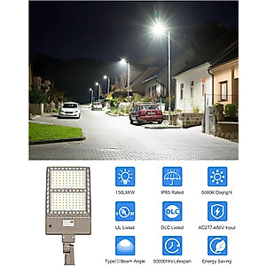 KUKUPPO 10 Pack 400W LED Parking Lot Light 60,000LM, DLC UL Listed Industrial Grade LED Shoebox Parking Pole Light 5000K IP65 Waterproof with Slip Fitter 110V 120V