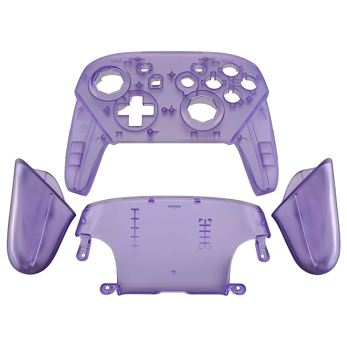 eXtremeRate Clear Atomic Purple Octagonal Gated Sticks Faceplate Backplate Handles, DIY Replacement Grip Housing Shell Cover for Nintendo Switch Pro Controller- Controller NOT Included