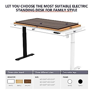 ALFABC Standing Desk 55 x 28 Inch Electric Sit Stand Desk Height Adjustable Stand Up Desk for Home Office, Computer Workstation Office Desk with Whole Board (Black Frame + Walnut Tabletop)