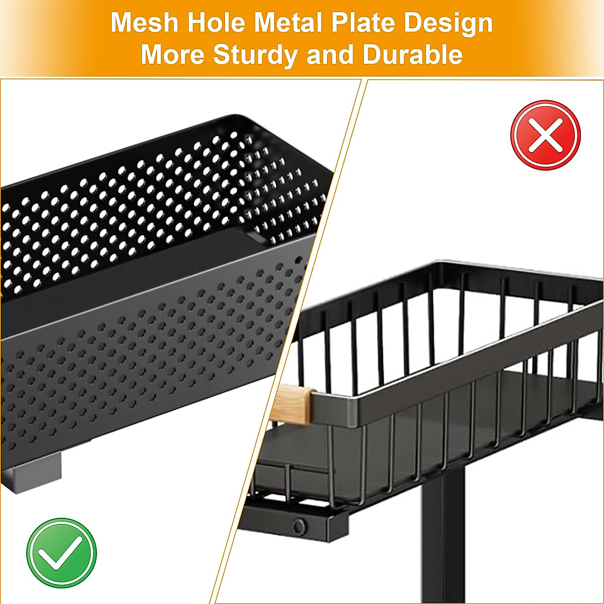 Under Sink Organizers and Storage,2 PACK 5 Height Adjustable Kitchen Cabinet Organizer,2 Tiers Pull Out Drawer Shelves Metal Slide Tray Organizer for Kitchen Bathroom