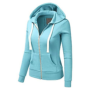 NINEXIS Lightweight Thin Zip-Up Hoodie Jacket for Women with Plus Size Aquablue XL