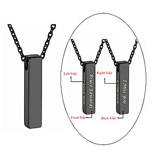 Jovivi Personalized Custom Stainless Steel Cube Bar Urn Necklace for Ashes Memorial Pendant Ash Keepsake Cremation Jewelry