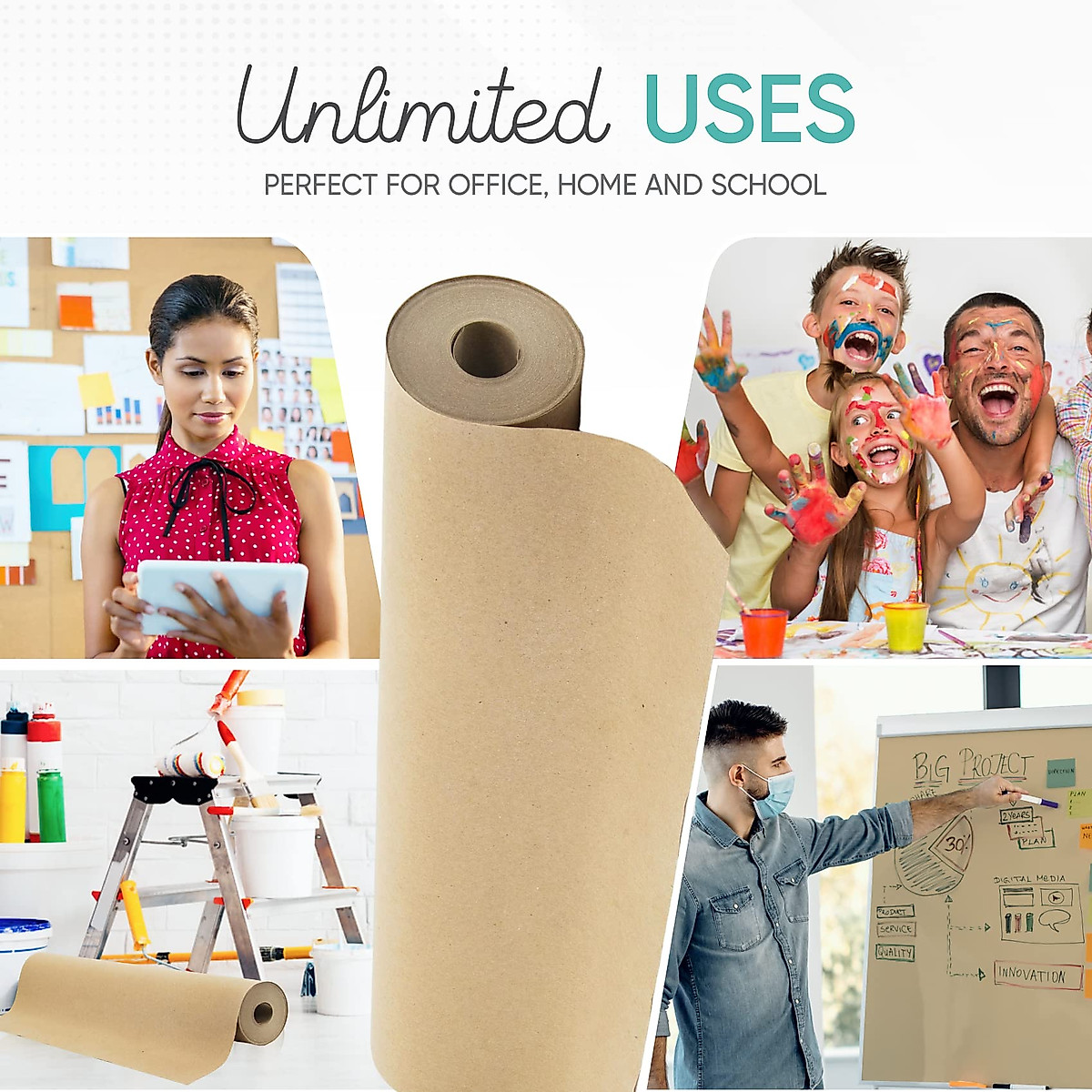 Brown Kraft Gift Wrapping Paper 17.50" x 900" (75 Feet) Made in USA Jumbo Roll, Ideal for Gift Box Wrapping, Art & Craft, Postal, Packing, Shipping, Floor Covering, Parcel, Table Runner, 100% Recycled