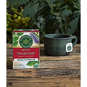 Traditional Medicinals Organic Throat Coat Herbal Tea, Supports Throat Health 16 Count (Pack of 1) Total 16 Count