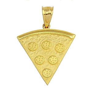 Textured 10k Yellow Gold Slice of Pizza Pie Charm Pendant