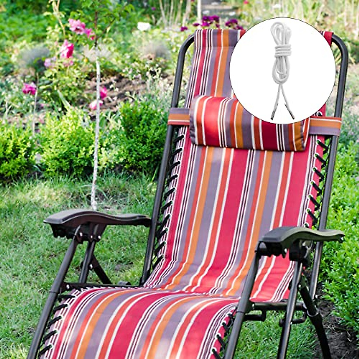 Yardwe Replacement Cord for Chair, 8 Pack Universal Replacement Elastic Cords Repair Tool Kit for Sun Loungers, Garden Chairs, Outdoor Recliners, Anti Gravity Chair, Bungee Chairs- White