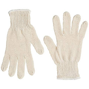 Liberty Glove & Safety K4517Q/L Cotton/Polyester Regular Weight Plain Seamless Knit Glove with Elastic String Knit Wrist, Large, Natural White (Pack of 12)