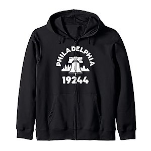 Philly Neighborhood 19244 Zip Code Philadelphia Liberty Bell Zip Hoodie