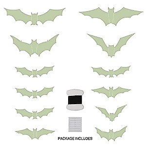 Forbidden Road 12 Pieces Bats Decoration Glow in The Dark Bat Stickers 3D DIY Bats Decor Luminous Bats Wall Decor Bats Decor Wall Stickers Bat Decals (12pcs, Green)