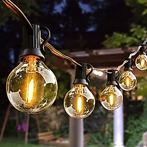 Outdoor String Lights,50ft with 48 Dimmable G40 LED Shatterproof Bulbs UL Approval Waterproof Globe String Lights 1W 2700K Outdoor Lighting for Backyard Porch Cafe Party Wedding Garden