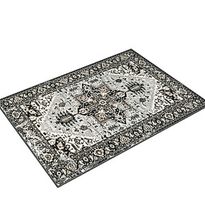 Lahome Boho Rugs for Living Room - 5x7 Area Rugs Machine Washable Throw Black Bedroom Rugs Ultra-Thin Non-Slip Large Dining Room Rug Oriental Indoor Floor Carpet for Kitchen Entraway Office Bathroom
